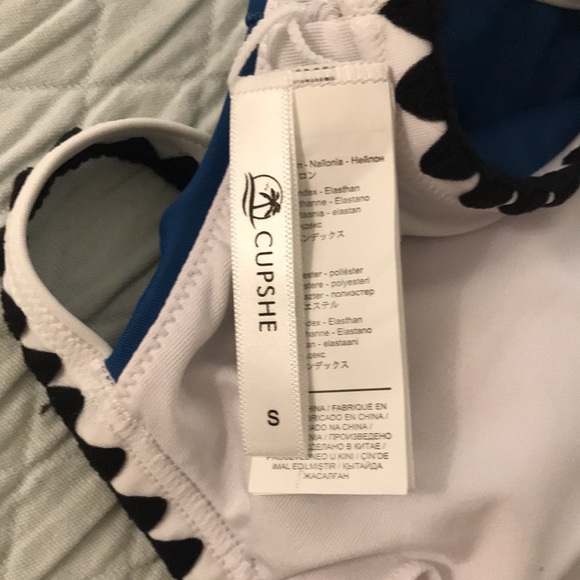 Cupshe | Swim | Nwt Cupshe Blue Black White Bikini 2 Two Piece Swimsuit ...